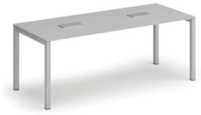 Stůl SQUARE 2000 x 800 x 750, šedá + 2x stolní zásuvka TYP V, stříbrná