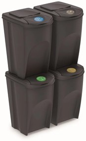PRO Sada 4 odpadkových košů SORTIBOX IV antracit, objem 4x35L