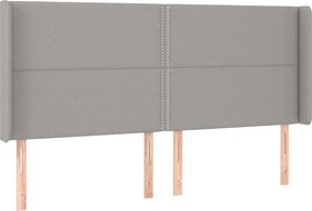 Čelo postele typu ušák světle šedé 203x16x118/128 cm textil 3119462