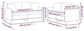 Petromila 2dílná sedací souprava s polštáři světle šedá textil