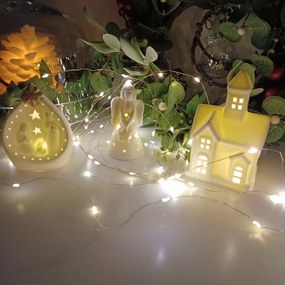 LED svítící anděl keramický 5,5 × 5,5 × 10 cm, teple bílá, 2× LR44