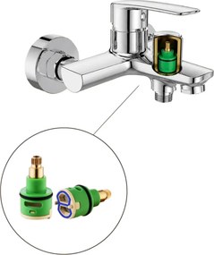 Mereo, Mereo Vanová nástěnná baterie, Pego, 150 mm, s keramickým přepínačem, bez příslušenství, chrom, MER-CB90104P