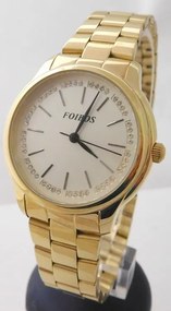 Foibos Dámské šperkové zlacené přehledné hodinky Foibos 3H232 se zirkony na číselníku