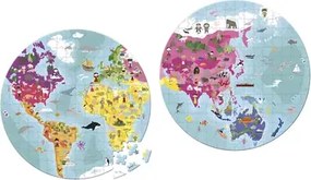 JANOD Kulaté puzzle v kufříku Zeměkoule / 208 dílků / průměr 50 cm