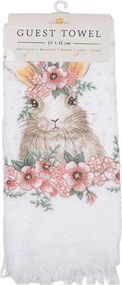 Bílý froté kuchyňský ručník s králíčkem Floral Easter Bunny - 40*66 cm