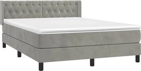 Box spring postel s matrací světle šedá 140x200 cm samet 3131141