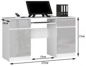 Počítačový stůl A5 bílá/metalic lesk
