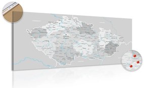 Obraz na korku šedá mapa Česka s kontrastem