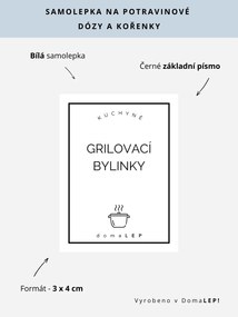Samolepka na kořenky GRILOVACÍ BYLINKY bílá 3 × 4 cm základní písmo