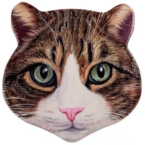 Hnědý keramický podtácek ve tvaru kočičky – 20x20 cm