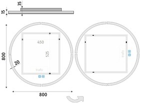 Nimco Kulaté LED zrcadlo pr. 800 se dvěma dotykovými senzory - ZP 24002RVX