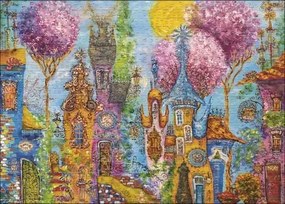 HEYE Puzzle Charming Village: Růžové stromy / 1000 dílků / od 14 let