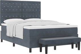 Postel s boxspringem s čelo Tmavě šedá 200 x 160 cm samet 3344457