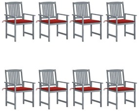 Zahradní židle s poduškami 8 ks masivní akáciové dřevo šedé,  3078228