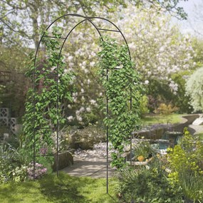 Outsunny Kovový zahradní oblouk na růže a popínavé rostliny, 140 × 40 × 240 cm, černý