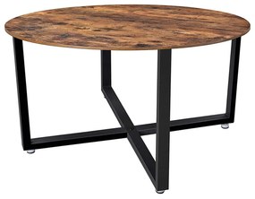 Kulatý konferenční stolek, 88 x 47 cm, rustikální hnědý, černý