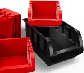 Stěna na nářadí černá/červená 43dílný stohovatelné boxy/Držák na nářadí