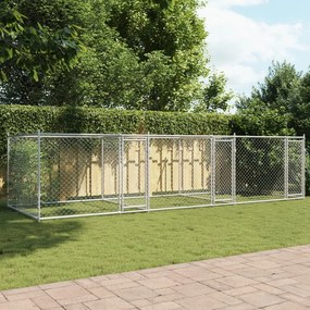 Klec pro psy s dvířky šedá 6 x 2 x 1,5 m pozinkovaná ocel 3209574