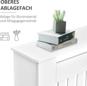 HOMCOM Kryt Radiátoru Moderní Kryt Radiátoru z MDF pro Obývací Pokoj a Ložnici 112x19x81cm Bílý