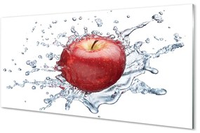 Obraz na skle Červené jablko ve vodě 140x70 cm