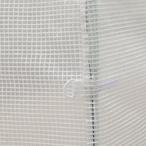 Skleník pochodový tůnel Outsunny 6 m² 3D x 2Š x 1.9V m, Zpevněná pozinkovaná ocel průměr 2.4 cm + Okna z vysokohustotního PE, Bílý
