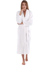 Župan unisex huňatý Jack/Lilly bílý s kapucí mikroplyš 21 20 0100 - M