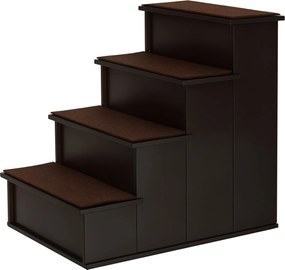 PawHut Pet Stairs 4-krokové schody pro psy a kočky s protiskluzovou podložkou pro auto, postel a pohovku, tmavě hnědé 40 x 59 x 54,2 cm | Aosom