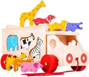 Bigjigs Toys Dřevěné auto se zvířátky / od 3 let