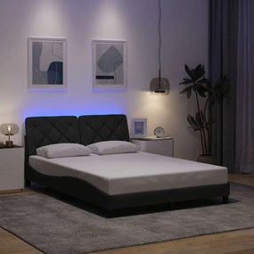 Rám postele s LED bez matrace Tmavě šedá 140x190 cm Látka 3310665