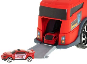 Creative Corner Transportér TIR 2v1 parkovací garáž hasiči + 3 auta červená