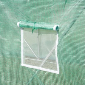 Fóliový skleník Outsunny o rozměrech cca 6 x 3 x 2 m s 8 okny, rolovacími dveřmi, rolovacími bočními stěnami, fóliovým tunelem odolným proti UV zářen…