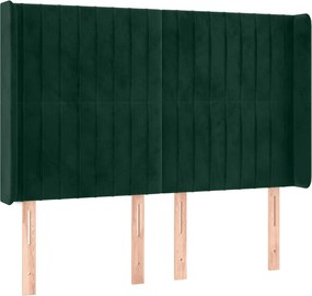 Box spring postel s matrací a LED tmavě zelená 140x200 cm samet 3139688