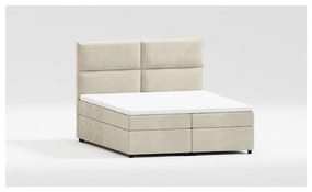 Béžová čalouněná dvoulůžková postel s úložným prostorem s roštem 140x200 cm Rico – Ropez