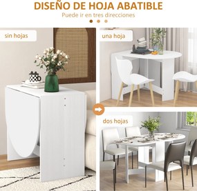 HOMCOM Skládací jídelní stůl oválný kuchyňský stůl s skládacími křídly moderní styl 163x80x75 cm Bílý