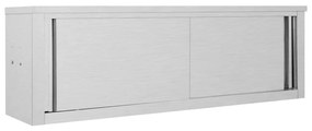 vidaXL Nástěnná kuchyňská skříň s posuvnými dveřmi 150x40x50 cm nerez