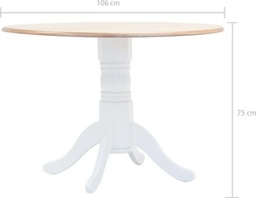 Jídelní stůl bílo-hnědý 106 cm masivní kaučukovník 247354