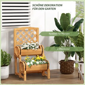 Outsunny vyvýšený záhon dřevěný truhlík na květiny s podpěrou pro šplhání 45 x 80 cm rustikální design pro zahradu terasu balkon žlutý zeleninový záh…