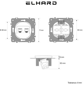 Elhard Datová zásuvka Rondo 2xRJ45, bílá RD2022W