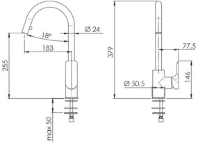 HOPA Dřezová stojánková baterie ARNO 8414 - černá matná BAREI8414