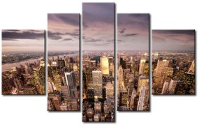 Obraz New York a Manhattan (5-dílný) - architektura města s mrakodrapy