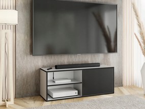 TV skříňka EDI 2 bílý + černý otevřená TV skříňka s policí