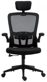 Ergonomická kancelářská židle s bederní opěrkou a opěrkou hlavy, černá