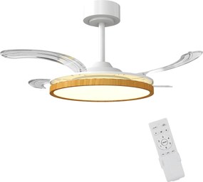 HOMCOM LED stropní ventilátor se světlem, 80 W, reverzní DC motor, tichý provoz, dálkové ovládání, 6 rychlostí, 3 teploty světla, časovač, pro obývac…