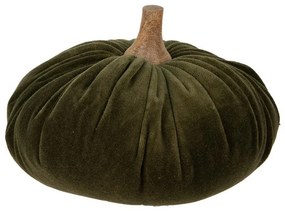 Tmavě zelená látková dekorace dýně Pumpkin XL - Ø 20*14 cm