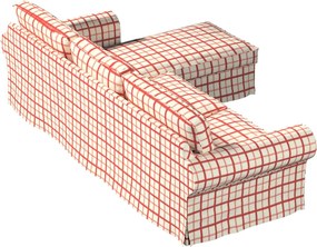Potah na pohovku IKEA Ektorp 2-místná s lenoškou barva červená látka vzorované