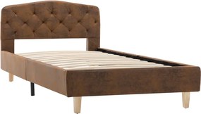 Rám postele hnědý umělá broušená kůže 90 x 200 cm 284936