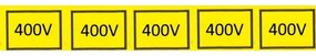 Samolepka, 400V v obdélníku (5x) (žlutá) 25x15mm