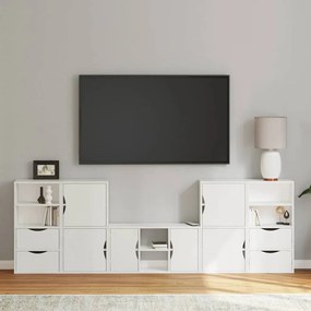 5 kusů TV skříněk s úložným prostorem bílá Borovicový masiv 3365375