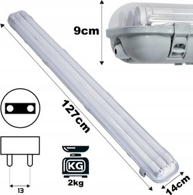 LED hermetické svítidlo 120cm 54W 5400lm 6000K + 3x prémiové LED trubice