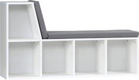 HOMCOM 2-in-1 úložná lavice s 5 přihrádkami a 2 polštářky, knihovna 108 x 30 x 60 cm, bílá šedá | Aosom